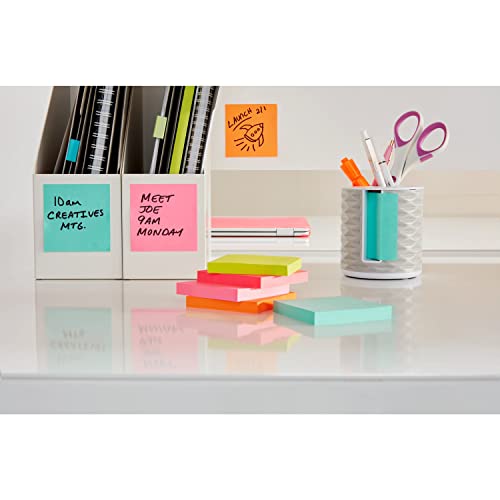 Post-it Super Sticky Notes, 3x3 in, 12 Pads, 2X the Sticking Power, Supernova Neons, Bright Colors, Recyclable (654-12SSMIA)