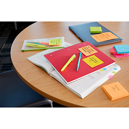 Post-it Super Sticky Notes, 3x3 in, 12 Pads, 2X the Sticking Power, Supernova Neons, Bright Colors, Recyclable (654-12SSMIA)