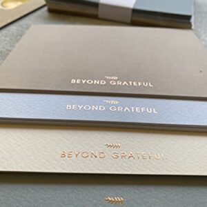 (36 Pack) Run2Print Beyond Grateful Thank You Cards With Envelopes & Gift of 36 Foiled Stickers - Elegant Dusty Blue Emboss Rose Gold Foil Pressed Blank Notes Wedding All Occasion Cards (Dusty Blue)