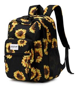 abshoo classical basic womens sunflower school backpack for college teen girls water resistant bookbag (sunflower black)