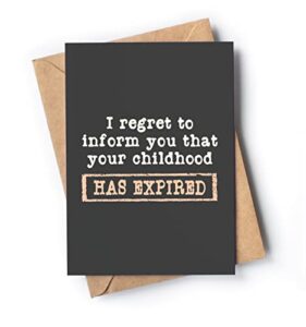 funny 18th birthday card for men or women with envelope | joke card for someone who is turning 18 years old | original and unique present idea for son, daughter. | your childhood