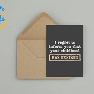 Funny 18th Birthday Card for men or women with envelope | Joke card for someone who is turning 18 years old | Original and unique present idea for son, daughter. | Your Childhood