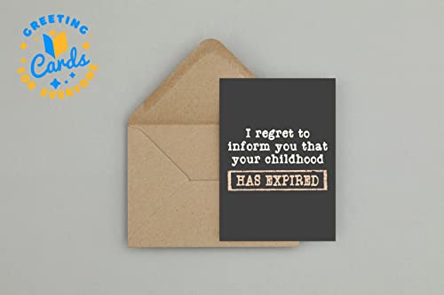 Funny 18th Birthday Card for men or women with envelope | Joke card for someone who is turning 18 years old | Original and unique present idea for son, daughter. | Your Childhood