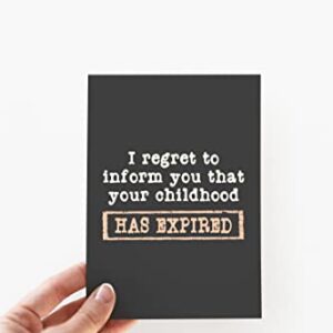 Funny 18th Birthday Card for men or women with envelope | Joke card for someone who is turning 18 years old | Original and unique present idea for son, daughter. | Your Childhood