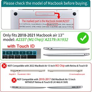 Teryeefi Compatible with 2020 MacBook Air 13 inch Case 2021 2019 Model M1 A2337 A2179 A1932, Clear Hard Shell Case & Keyboard Cover & Screen Protector for Mac Air 13 with Touch ID, Tropical Leaves