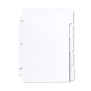 Blue Summit Supplies 5 Tab Mini Tab Dividers, White, 5 Mini Binder Dividers with 3 Hole Punch, for Notebooks and 3 Ring Binders, 5.5 x 8.5 Inches, Heavy Duty Paper, Set of 6, 30 Dividers