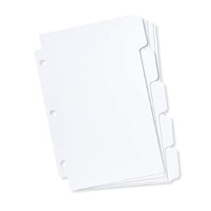 Blue Summit Supplies 5 Tab Mini Tab Dividers, White, 5 Mini Binder Dividers with 3 Hole Punch, for Notebooks and 3 Ring Binders, 5.5 x 8.5 Inches, Heavy Duty Paper, Set of 6, 30 Dividers