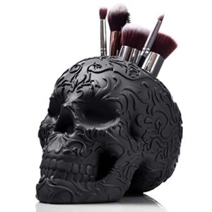 wicked vanity beauty skull makeup brush holder, pen holder, vanity, desk, office organizer, stationary, decor planter