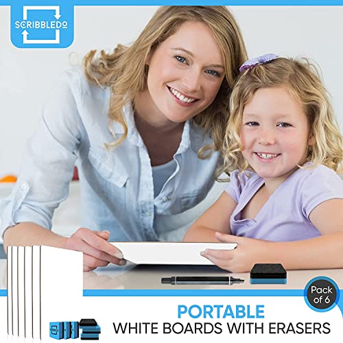 Set of 24 Small White Board Dry Erase Boards Classroom Pack Mini White Boards 9"x12” Double Sided Personal Whiteboards for Students Teachers School Supplies Lapboards l 24 Mini Whiteboard Erasers Incl