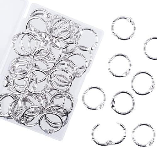 AKONEGE 0.75 Inch Loose Leaf Binder Rings, Small Office Book Rings, Nickel Plated Steel Binder Rings, Keychain Key Rings, Metal Book Rings, Silver, for School, Home, Office (50-Pack)