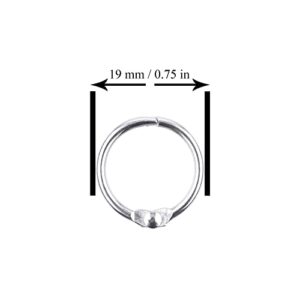 AKONEGE 0.75 Inch Loose Leaf Binder Rings, Small Office Book Rings, Nickel Plated Steel Binder Rings, Keychain Key Rings, Metal Book Rings, Silver, for School, Home, Office (50-Pack)