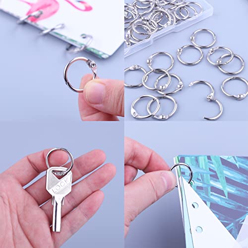 AKONEGE 0.75 Inch Loose Leaf Binder Rings, Small Office Book Rings, Nickel Plated Steel Binder Rings, Keychain Key Rings, Metal Book Rings, Silver, for School, Home, Office (50-Pack)