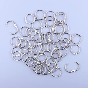 AKONEGE 0.75 Inch Loose Leaf Binder Rings, Small Office Book Rings, Nickel Plated Steel Binder Rings, Keychain Key Rings, Metal Book Rings, Silver, for School, Home, Office (50-Pack)