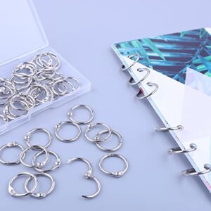 AKONEGE 0.75 Inch Loose Leaf Binder Rings, Small Office Book Rings, Nickel Plated Steel Binder Rings, Keychain Key Rings, Metal Book Rings, Silver, for School, Home, Office (50-Pack)