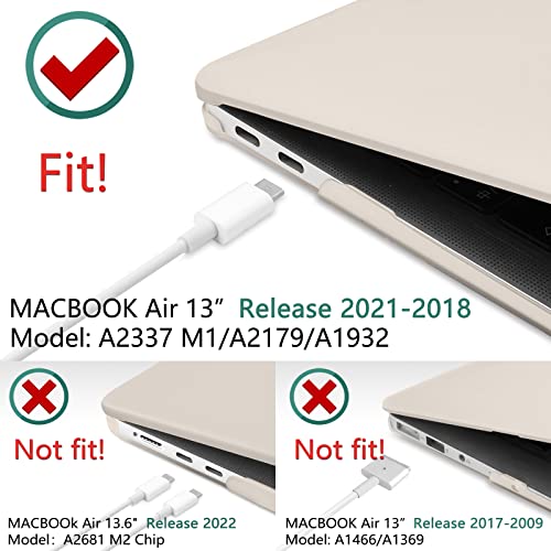 DONGKE Compatible with MacBook Air 13 inch Case 2021 2020 2019 2018 Release Model: M1 A2337 A2179 A1932, Matte Hard Case Cover for MacBook Air 13 inch with Retina Display Fits Touch ID - Stone