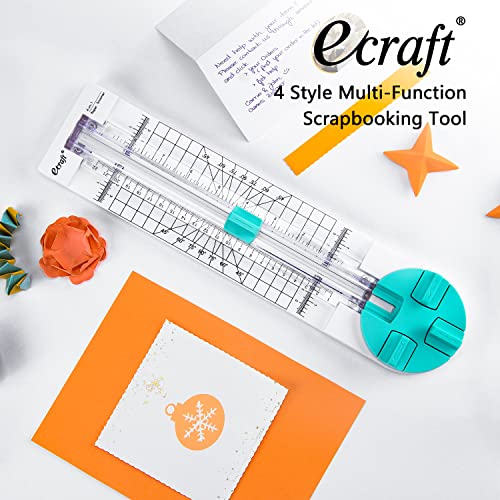 Paper Trimmer Craft Paper Cutter: 4 Style Multi-Function Scrapbooking Tool with Dial Blades of Straight,Wave,Dotted,Perforated,Creasing for Cutting Paper,Coupons,Photos,Postcards,Scrapbook,Card