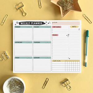 Weekly Planner Notepad - 52 Tear-Off Sheets, 8.5 x 11” Notepad Goal Tracker Organizer with Space for Daily Schedule, To Do List, Notes, and Habit Tracker