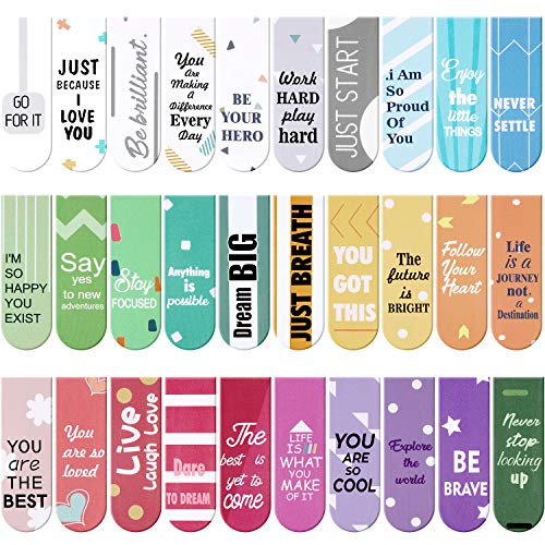 30 Pieces Inspirational Quotes Magnetic Bookmarks Encouraging Bookmarks Magnet Page Markers Positive Magnetic Page Clips Bookmark for Students Teachers School Home Office Supplies