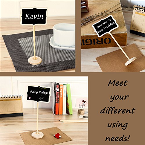 15 Pack Wood Mini Chalkboard Signs with Support Easels, Place Cards, Small Rectangle Chalkboards Blackboard for Weddings, Birthday Parties, Message Board Signs and Special Event Decorations