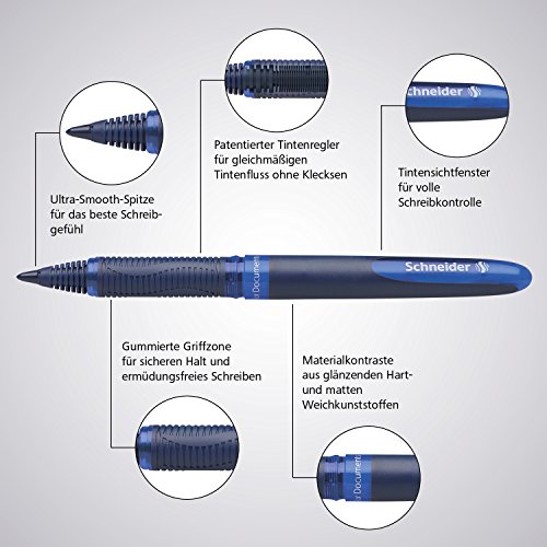 Schneider One Business Rollerball Pen, 0.6 mm Ultra-Smooth Tip, Blue Barrel, Blue Ink, Blister Pack of 1 Pen (78303)