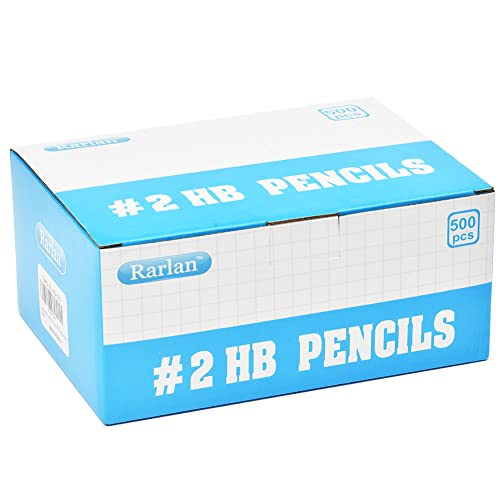 Rarlan Wood-Cased #2 HB Pencils, Pre-sharpened, 500 Count Bulk Pack