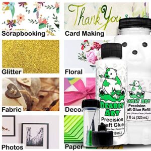 Bearly Art Precision Craft Glue -The Bundle - 4fl oz and 11fl oz Refill Bear - Tip Kit Included - Wrinkle Resistant - Flexible and Crack Resistant - Strong Hold Adhesive - Made in USA