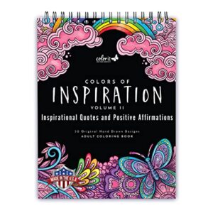 colorit colors of inspiration volume 2 inspirational quotes and positive affirmations adult coloring book, 50 original designs, spiral binding, usa printed, lay flat hardback book cover, ink blotter