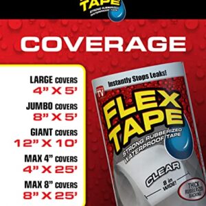 Flex Tape Rubberized Waterproof Tape, 4" x 5', Black (2 Pack)