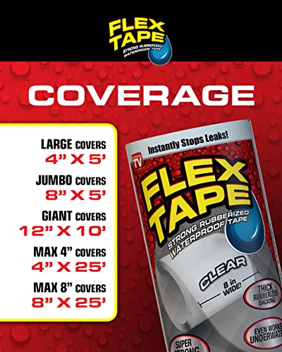 Flex Tape Rubberized Waterproof Tape, 4" x 5', Black (2 Pack)