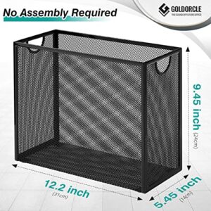 GoldOrcle Hanging File Organizer, Letter-size File Holder Filing Box with 5 Hanging Folders, Metal Mesh Desk File Folder Storage(No Assembly Required)