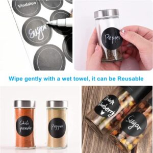 180 Spice Labels for Food Containers, Chalkboard Labels for Jars,Spice Labels Stickers Preprinted Pantry Labels,Small Chalk Labels Spice Jar Labels-Round 168 Printed,12 Blank Stickers,1 Erasable Chalk