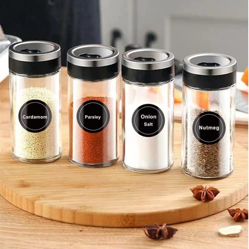 180 Spice Labels for Food Containers, Chalkboard Labels for Jars,Spice Labels Stickers Preprinted Pantry Labels,Small Chalk Labels Spice Jar Labels-Round 168 Printed,12 Blank Stickers,1 Erasable Chalk