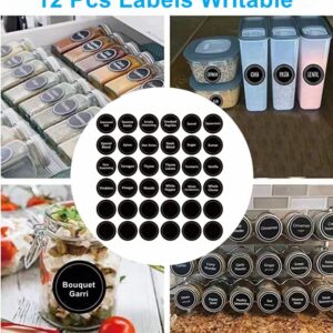 180 Spice Labels for Food Containers, Chalkboard Labels for Jars,Spice Labels Stickers Preprinted Pantry Labels,Small Chalk Labels Spice Jar Labels-Round 168 Printed,12 Blank Stickers,1 Erasable Chalk