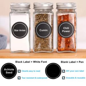 180 Spice Labels for Food Containers, Chalkboard Labels for Jars,Spice Labels Stickers Preprinted Pantry Labels,Small Chalk Labels Spice Jar Labels-Round 168 Printed,12 Blank Stickers,1 Erasable Chalk