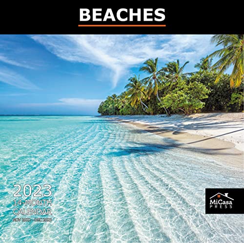 MICASA Beaches 2023 Hangable Monthly Wall Calendar | 12" x 24" Open | Thick & Sturdy Paper | Giftable | Beautiful Tropical Scenic Vacation Nature Photography