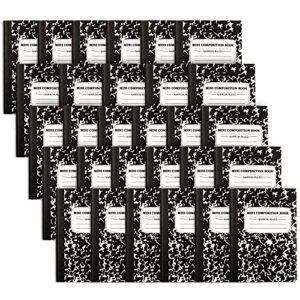 mini composition notebook, cute 30 pack black narrow ruled mini composition books bulk by feela, small pocket marble journal notebooks for kids students college office, pocket size 4.5 x 3.25 in