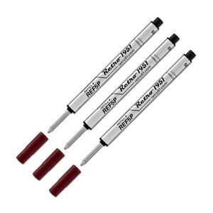 retro 1951 short capless rollerball ink refill, black, 3-pack (ref5p-b)