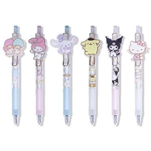 g-ahora 6pcs cartoon kitty ballpoint pens kawaii kitty cat gel pens black ink 0.5mm school supplies(gel-slo a)