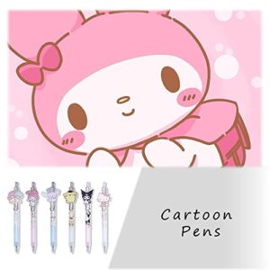 G-Ahora 6pcs Cartoon Kitty Ballpoint Pens Kawaii Kitty Cat Gel Pens Black Ink 0.5mm School Supplies(Gel-slo A)