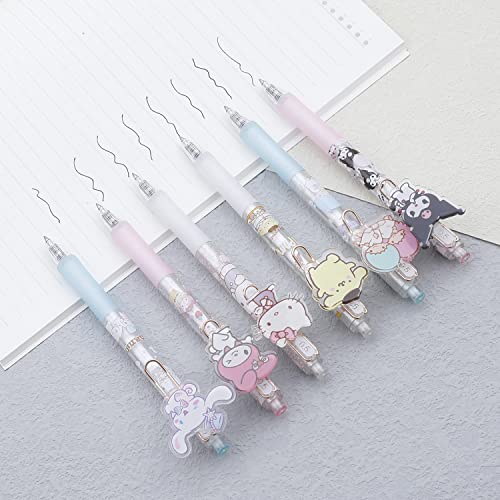 G-Ahora 6pcs Cartoon Kitty Ballpoint Pens Kawaii Kitty Cat Gel Pens Black Ink 0.5mm School Supplies(Gel-slo A)