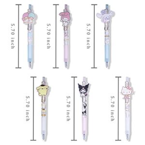 G-Ahora 6pcs Cartoon Kitty Ballpoint Pens Kawaii Kitty Cat Gel Pens Black Ink 0.5mm School Supplies(Gel-slo A)