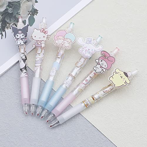 G-Ahora 6pcs Cartoon Kitty Ballpoint Pens Kawaii Kitty Cat Gel Pens Black Ink 0.5mm School Supplies(Gel-slo A)