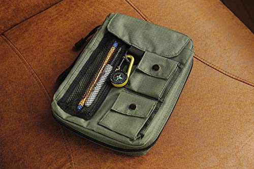 Compass Bible Cover, Zippered, with Handle, Nylon, Green, Medium