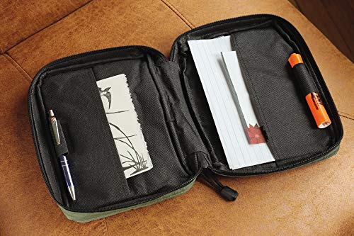 Compass Bible Cover, Zippered, with Handle, Nylon, Green, Medium