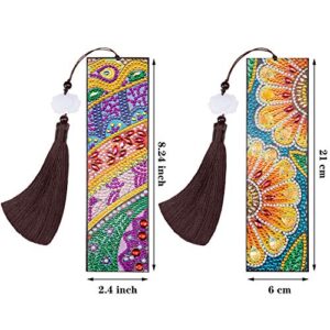 3 Pieces Diamond Painting Bookmark Diamond Tassel Beaded Painting Bookmark DIY Beaded Bookmarks Leather Tassel Bookmark for Valentine's Day Graduation Birthday Embroidery Arts Crafts