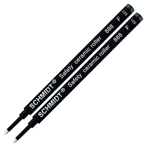 Schmidt German Roller Pen Black Refill Safety Ceramic Roller 888 F (2 Pieces)