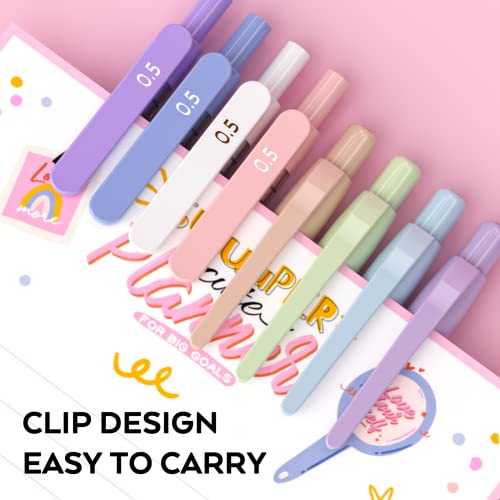 Nicpro 26 PCS Pastel Mechanical Pencil 0.5 mm & 0.7 mm with Bag for School, Cute Mechanical Pencils with 6 Tubes HB Lead Refills, 18 Pcs Eraser Refills For Student Writing, Drawing, Sketching