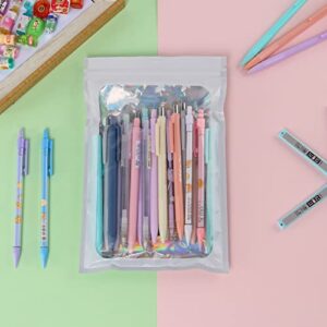 Nicpro 26 PCS Pastel Mechanical Pencil 0.5 mm & 0.7 mm with Bag for School, Cute Mechanical Pencils with 6 Tubes HB Lead Refills, 18 Pcs Eraser Refills For Student Writing, Drawing, Sketching