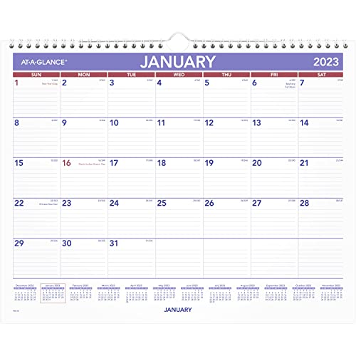 AT-A-GLANCE 2023 Wall Calendar, 15" x 12", Medium Wide, Spiral Bound, Monthly (PM828)