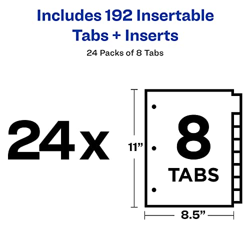 Avery 8-Tab Binder Dividers, Insertable Clear Big Tabs, 24 Sets (11115)